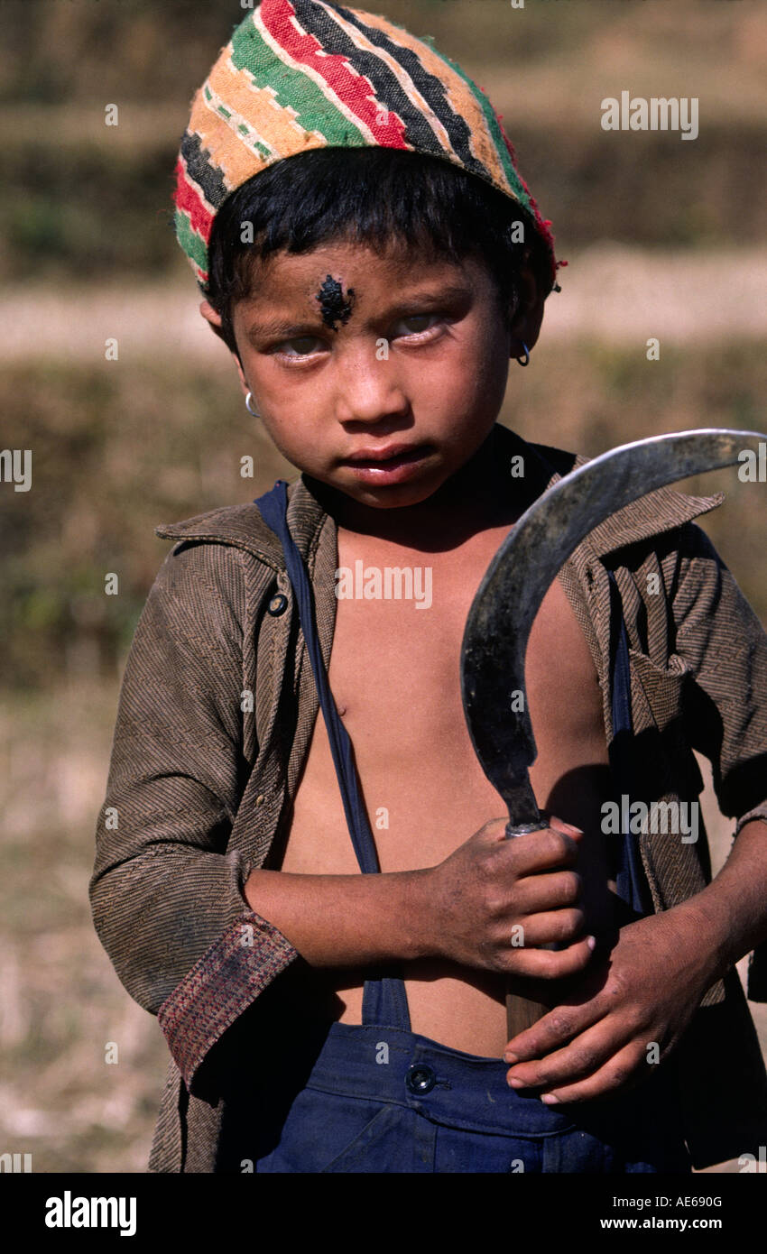 Young NEPALI girl with sickle black tika SIKLIS TREK NEPAL Stock Photo ...