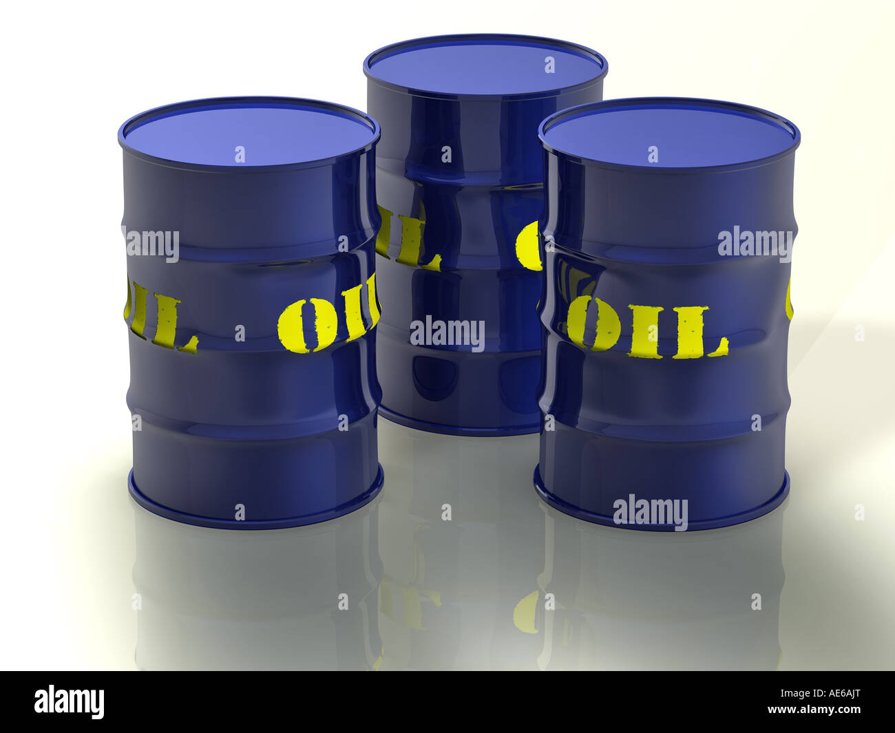 3d concept illustration of 3 oil barrels with a nice reflection Stock ...