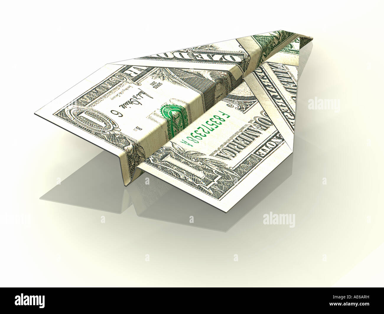 3d concept illustration of folded dollar note in a shape of paper ...