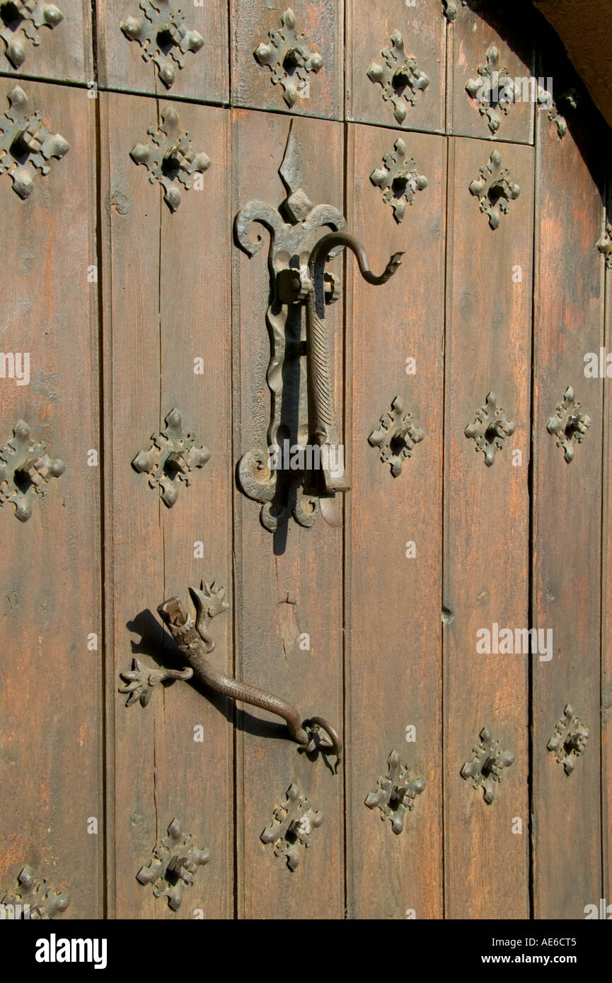 Door in medieval walled town of Albarracin, once Kingdom of Azagras ...