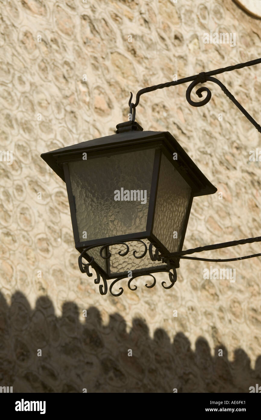 Street light in medieval walled town of Albarracin, once Kingdom of ...