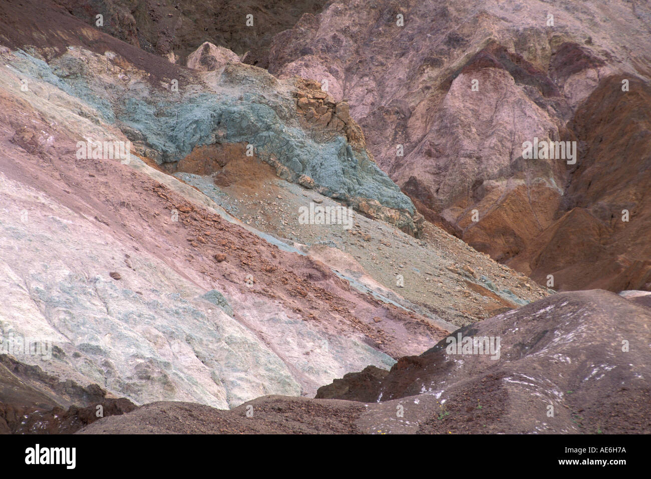 Exposed colorful mineral deposits on eroded hillside Artists Palette ...