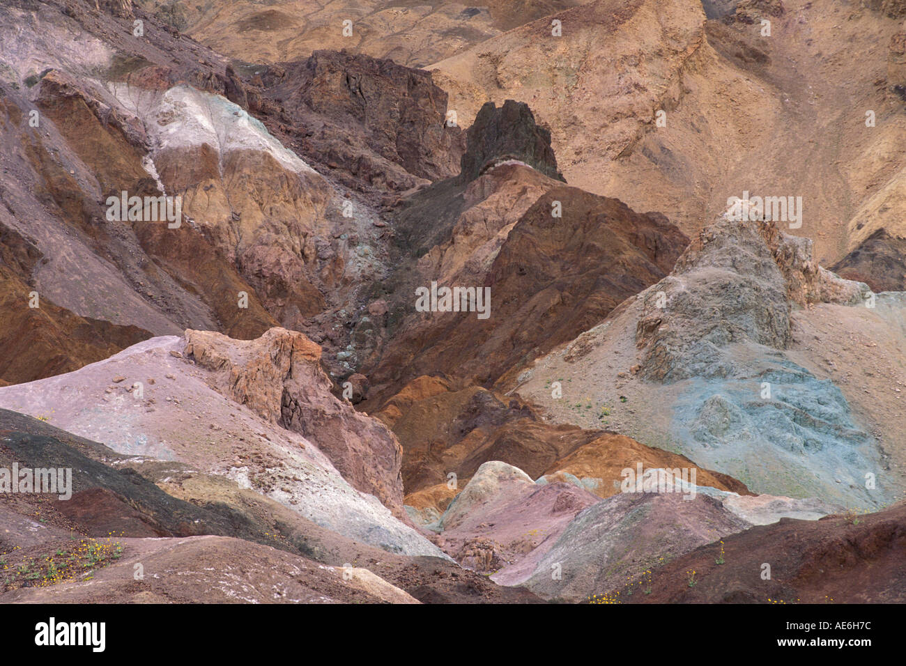 Exposed colorful mineral deposits on eroded hillside Artists Palette ...