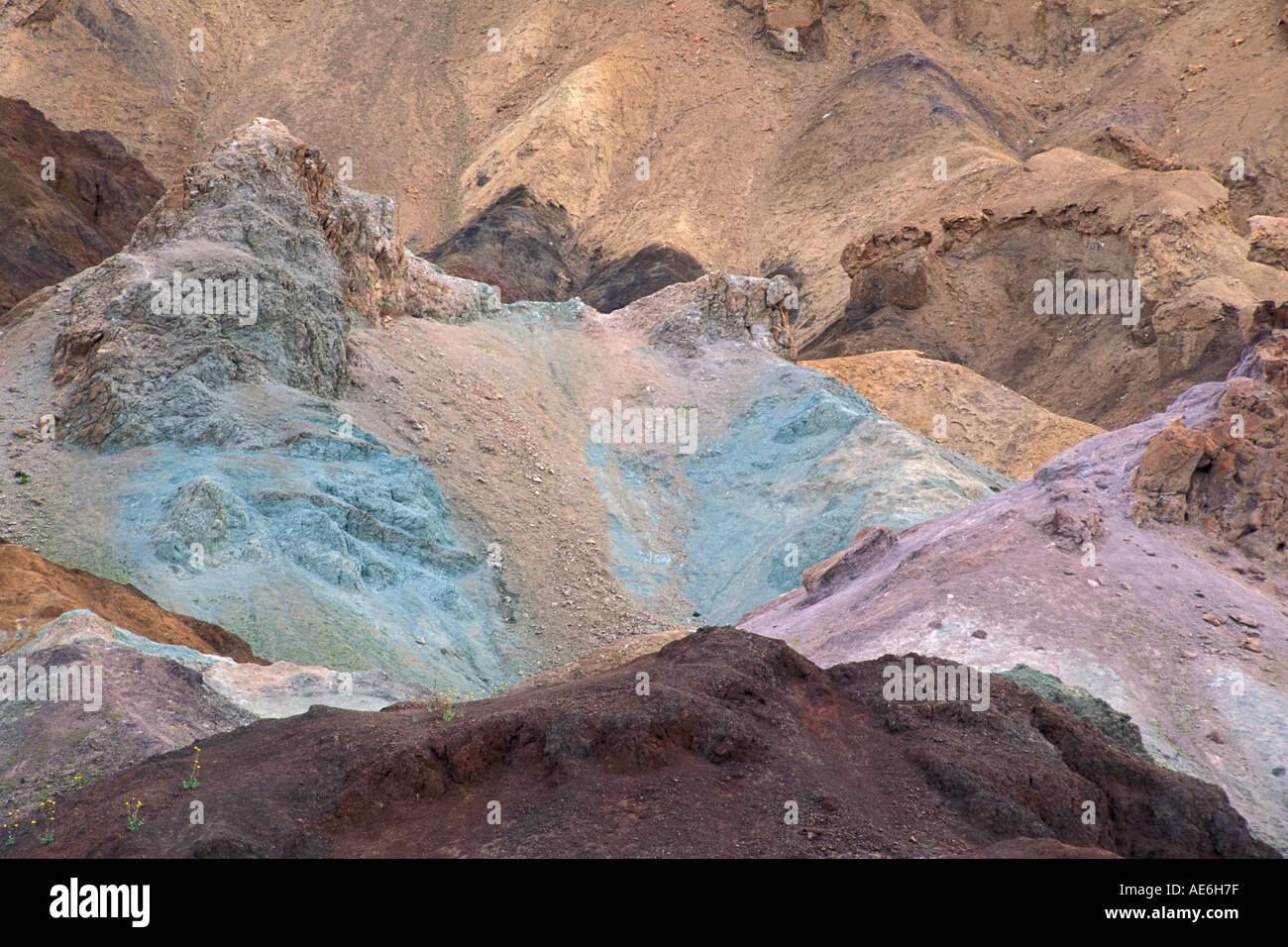 Exposed colorful mineral deposits on eroded hillside Artists Palette ...