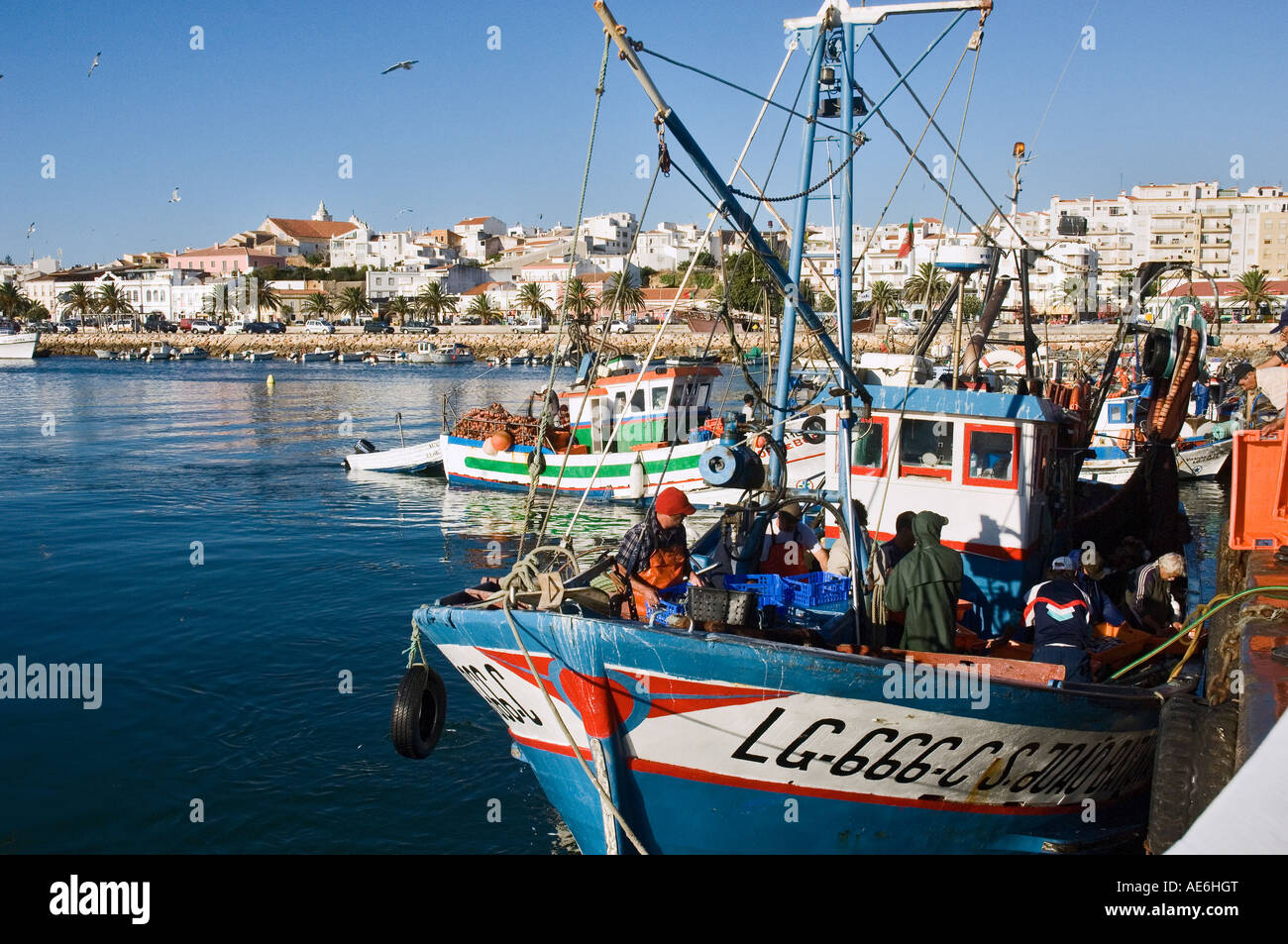 Fishing boats Lagos Algarve Portugal Stock Photo - Alamy