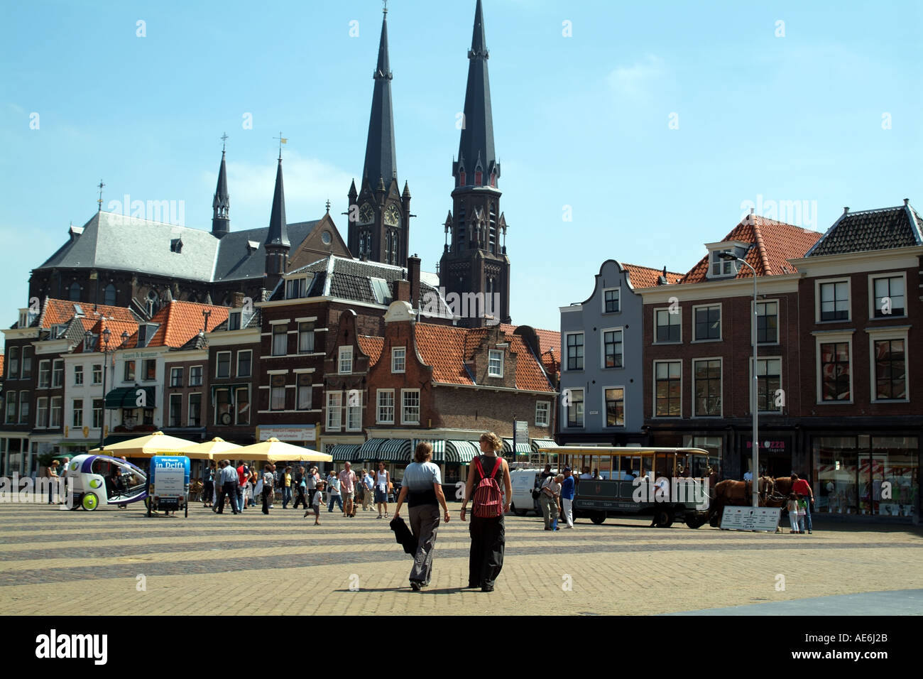 Delft town centre The Netherlands Europe Town Square Stock Photo - Alamy
