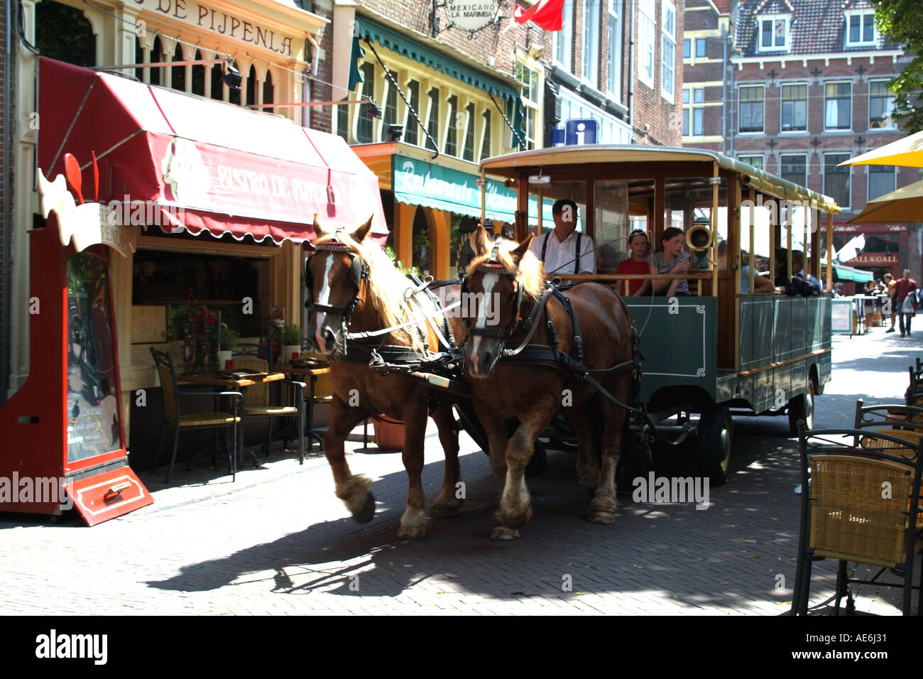 Delft town centre The Netherlands Europe horsedrawn carriage Stock ...