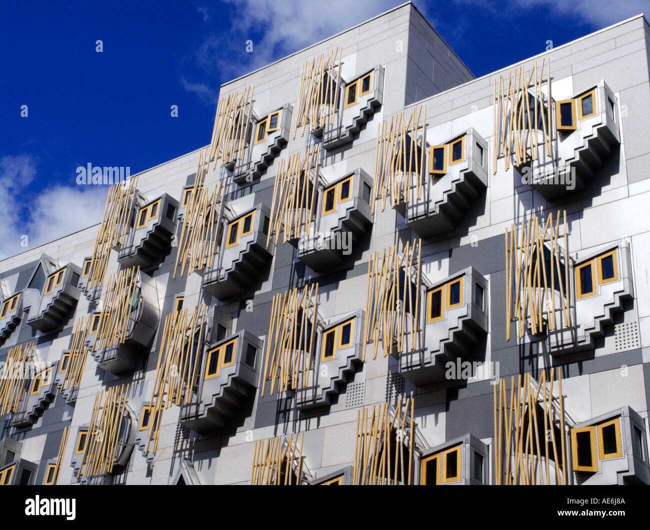 Exterior facade of the new Scottish Parliament building in Holyrood ...