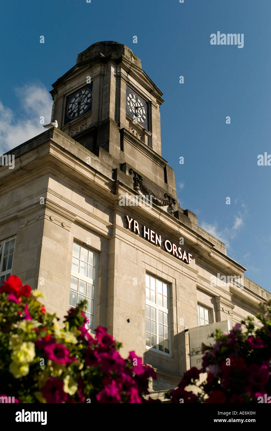 Old railway station clock tower Aberystwyth wales, now a Wetherspoons ...