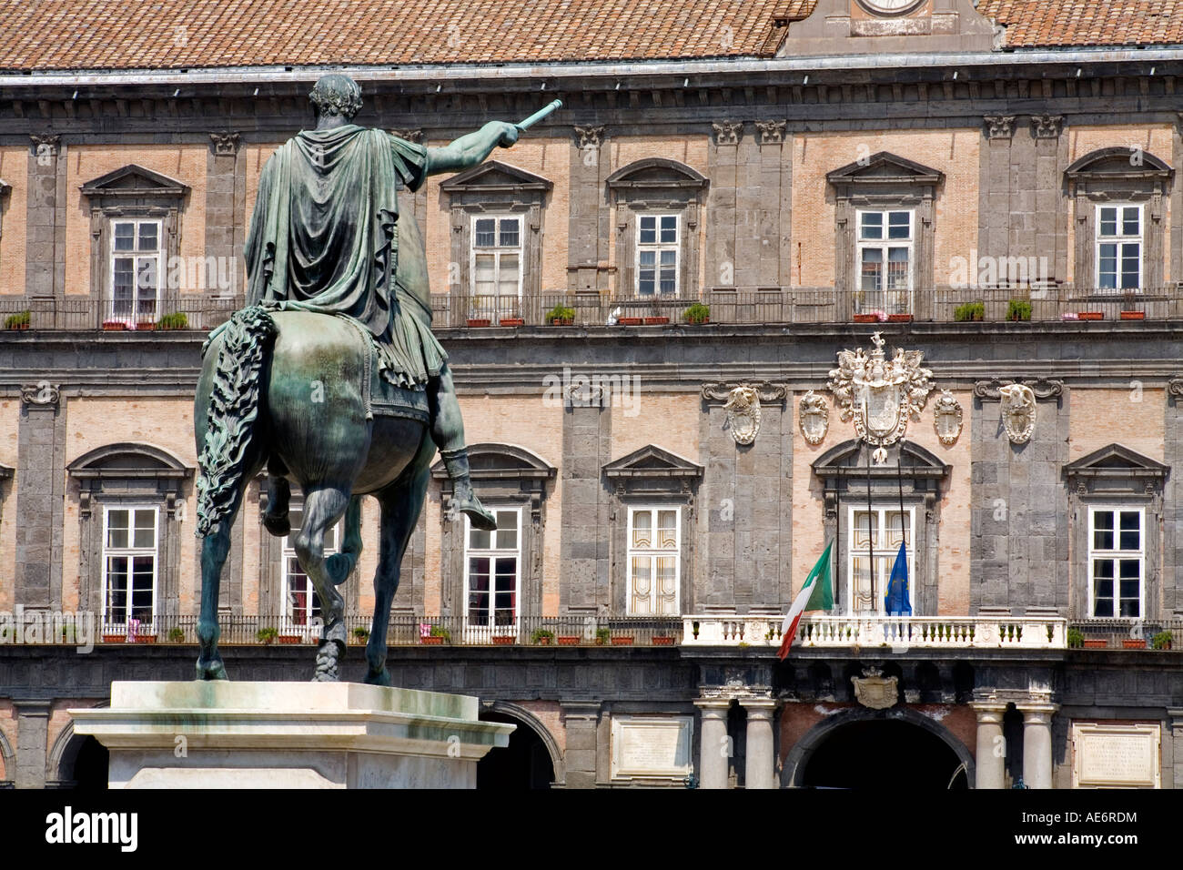 Statue in Piazza Plebiscito Palazzo Reale City of Naples Italy Stock ...