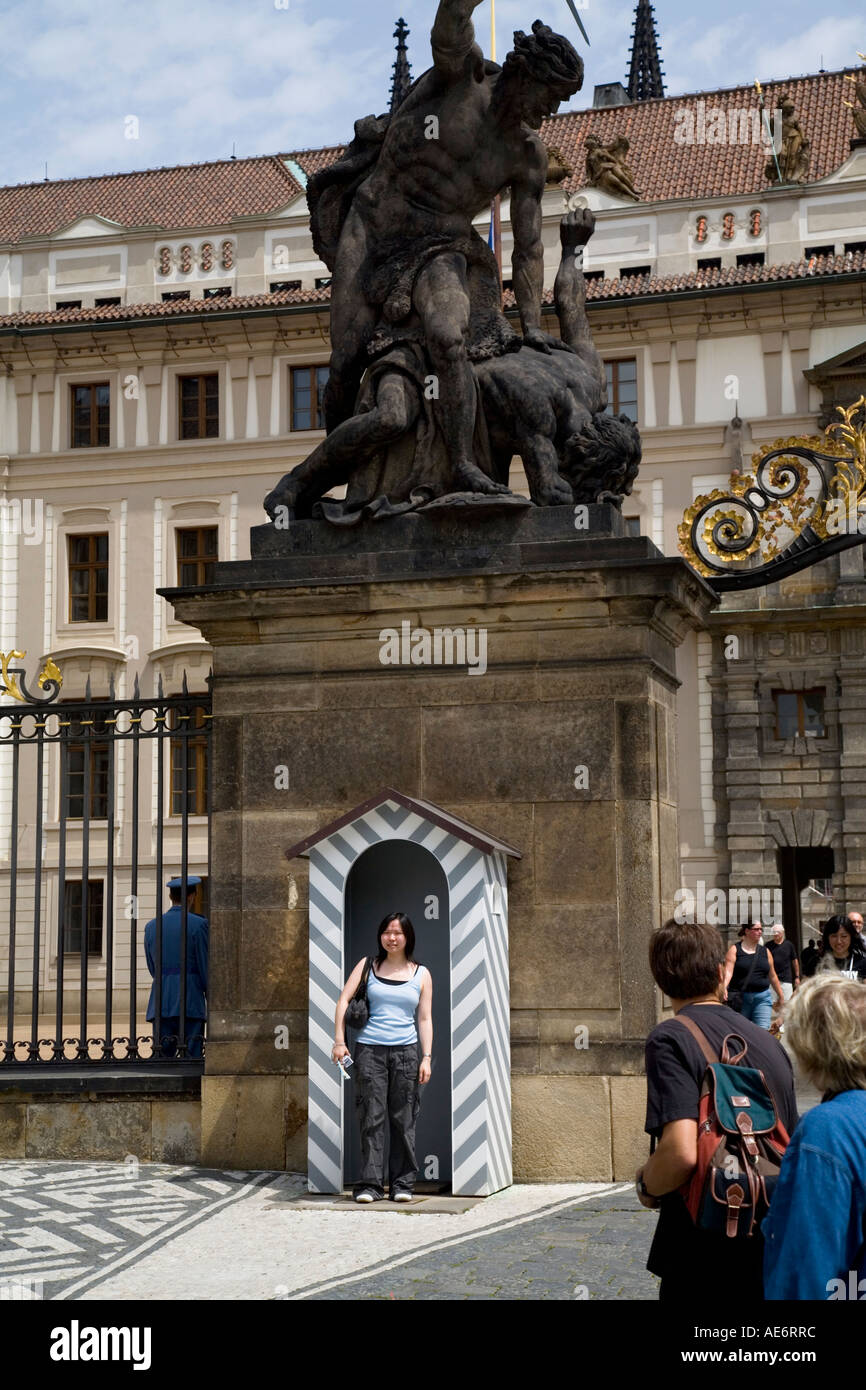 Tourist as Palace Guard, Prague Castle, Prague Stock Photo - Alamy