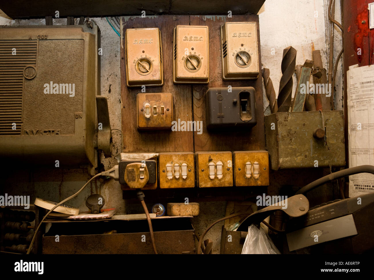 old-fashioned electrical switches Stock Photo - Alamy