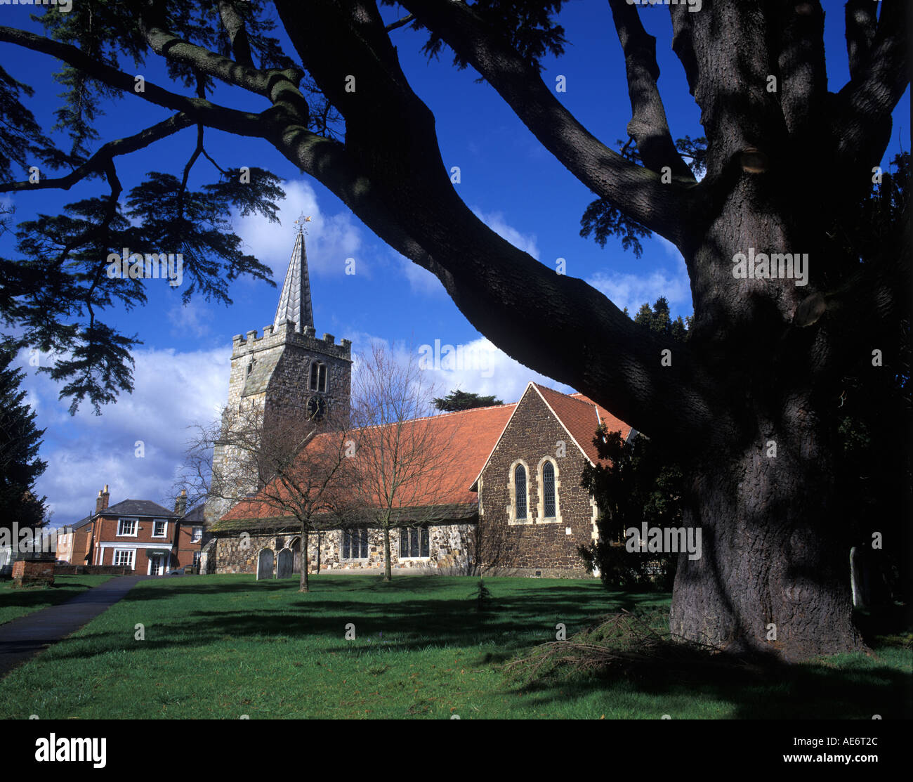 a church in Chobham England Stock Photo - Alamy