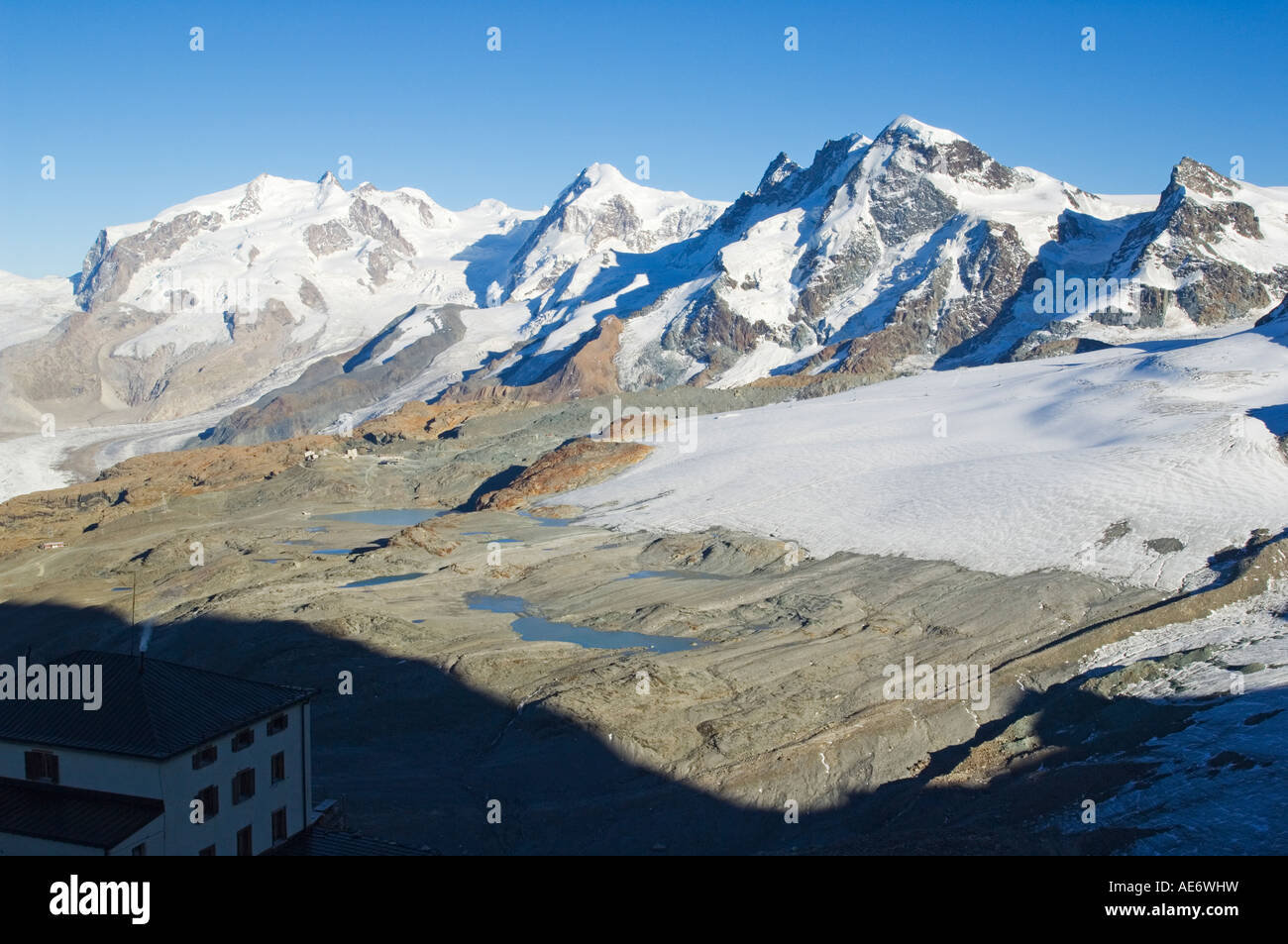 Switzerland The Valais Zermatt Alpine Resort Snow Capped Mountain ...