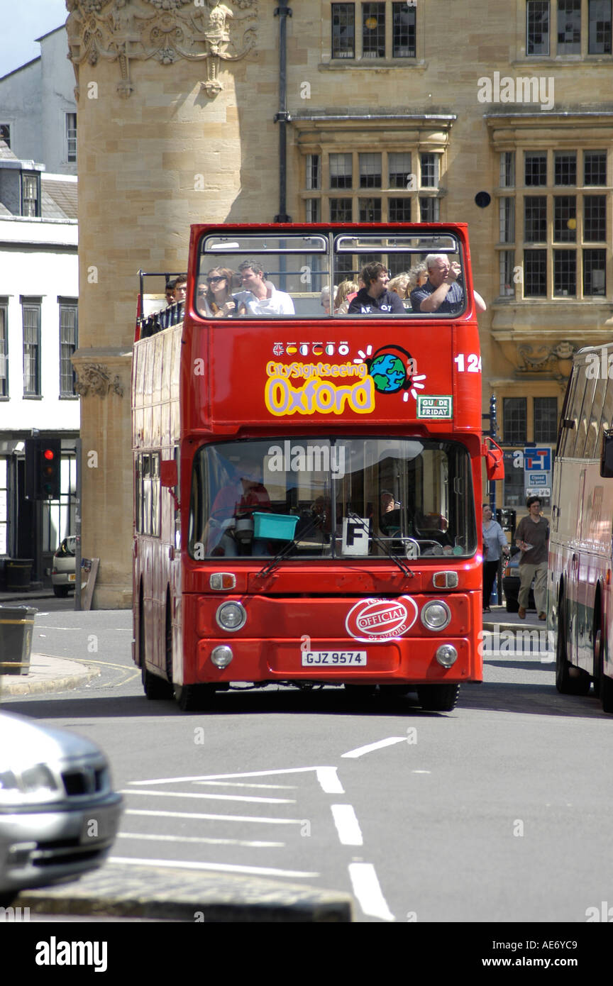Open top traditional red double decker tourist bus outside the ...