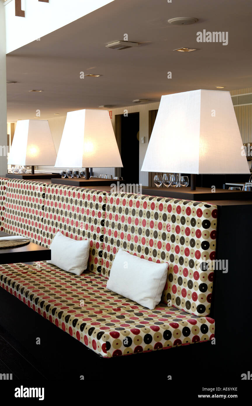 bench in restaurant of designer hotel in Spain Stock Photo - Alamy