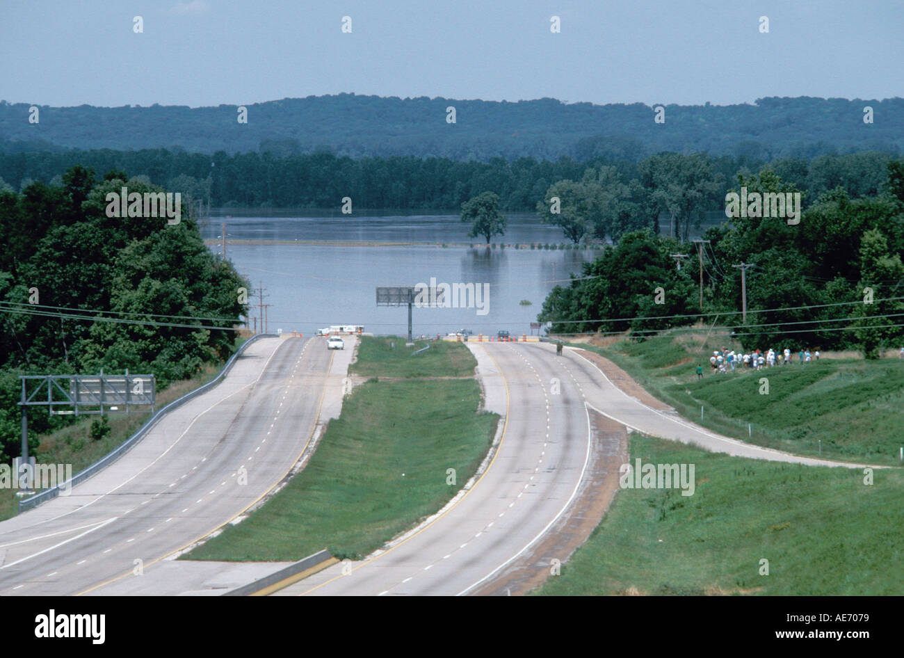 Missouri River flood west of St Louis over highway 40 at Chesterfield ...