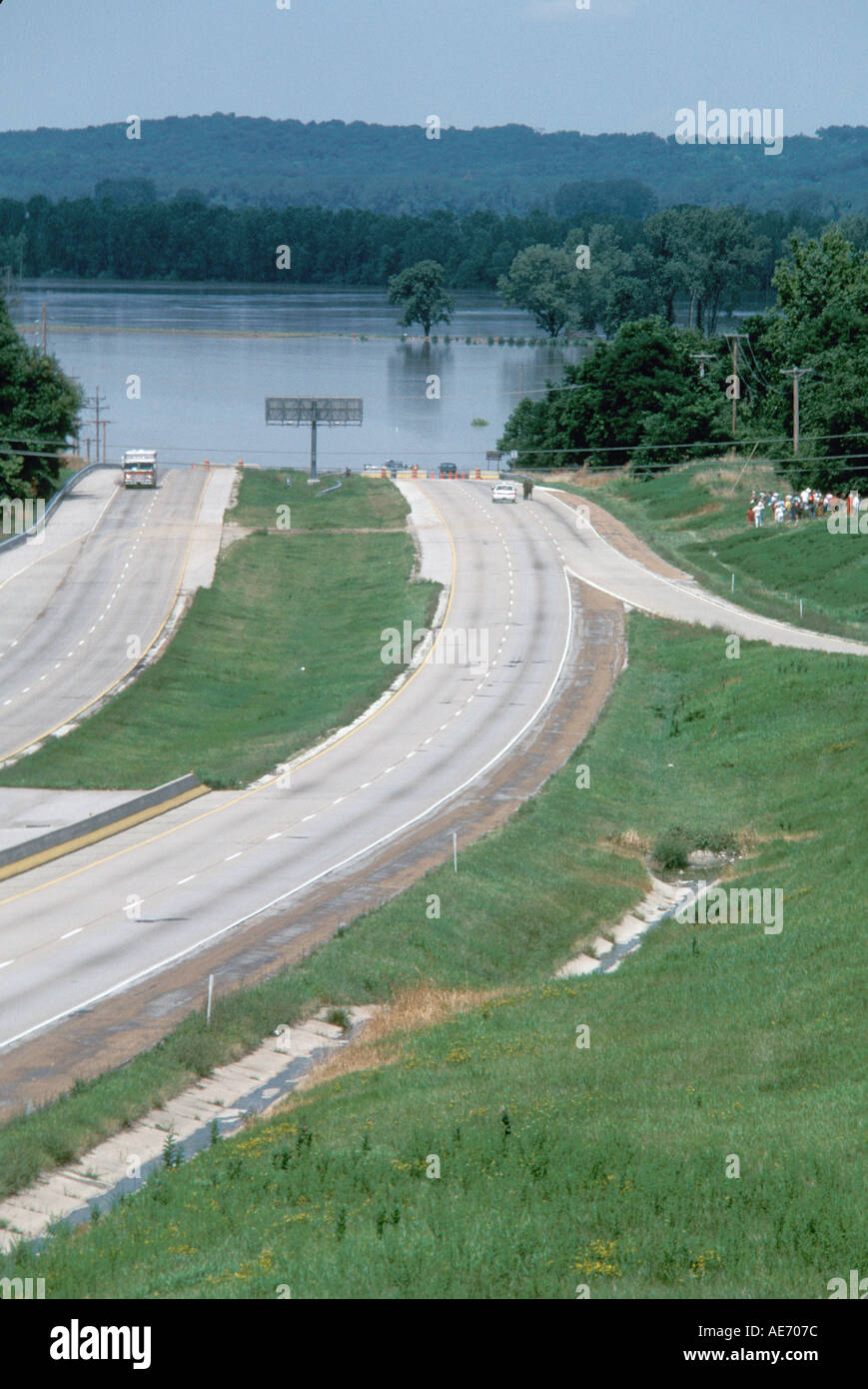 Missouri River flood west of St Louis over highway 40 at Chesterfield ...