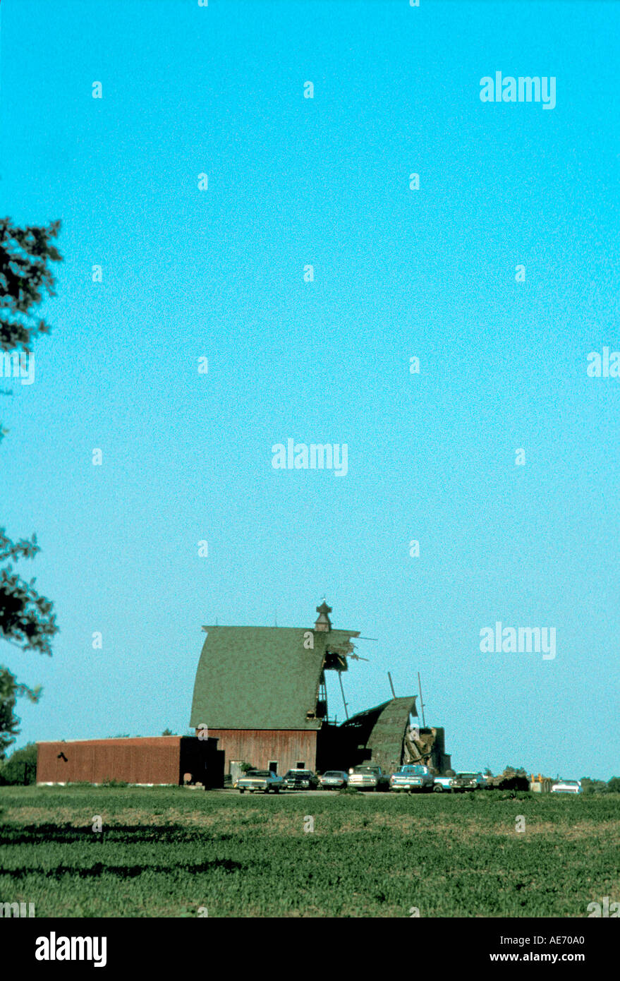 Collapsed and broken barn on farm Stock Photo - Alamy