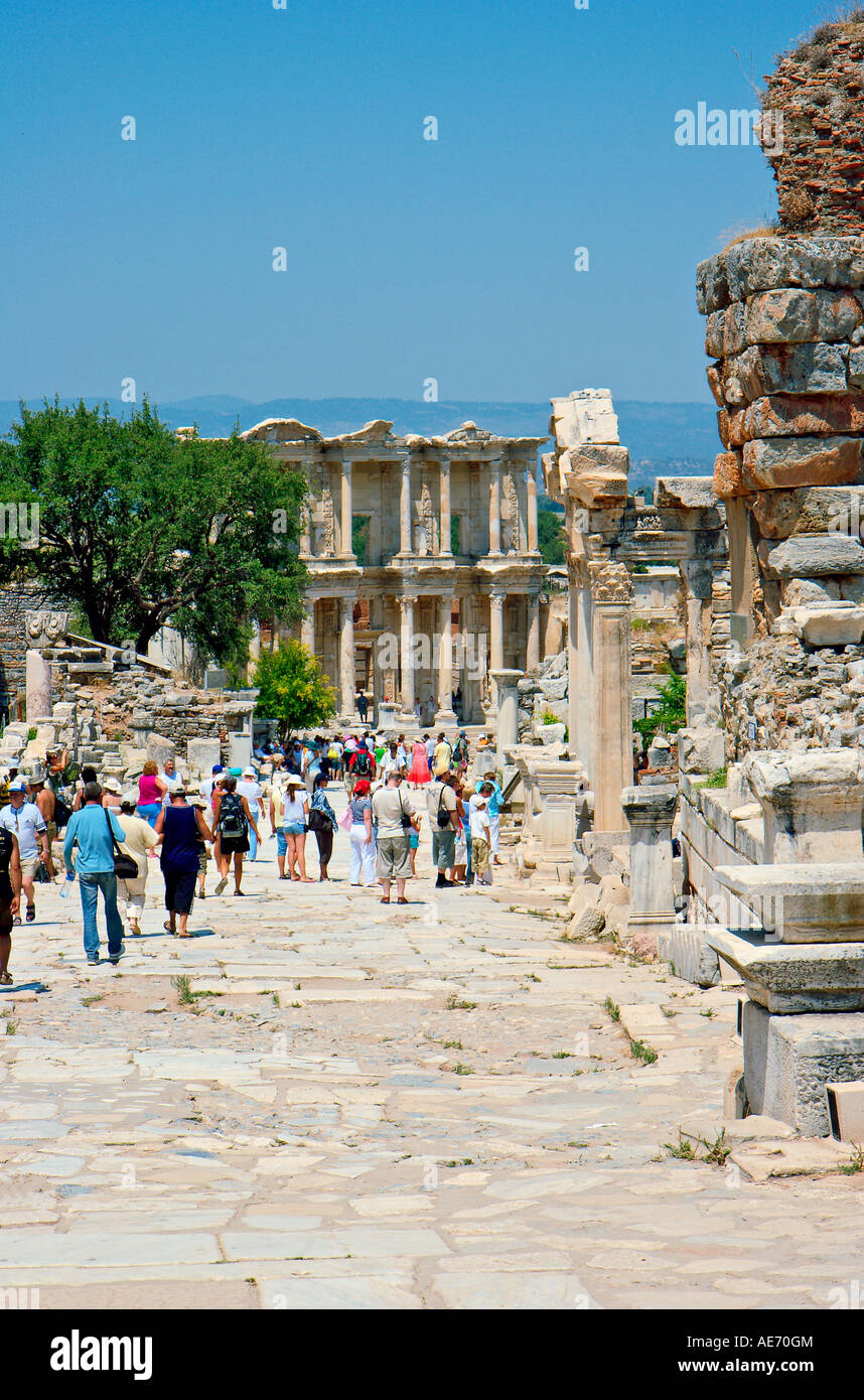 Curetes Street main road leading to the Library, Ephesus in Turkey ...