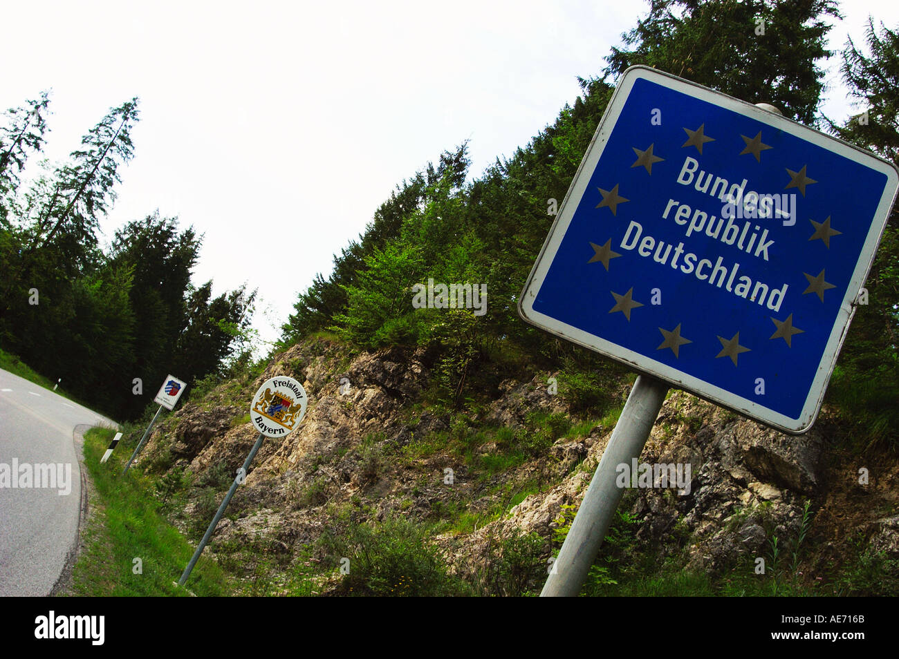 Border sign Germany European Community Stock Photo - Alamy