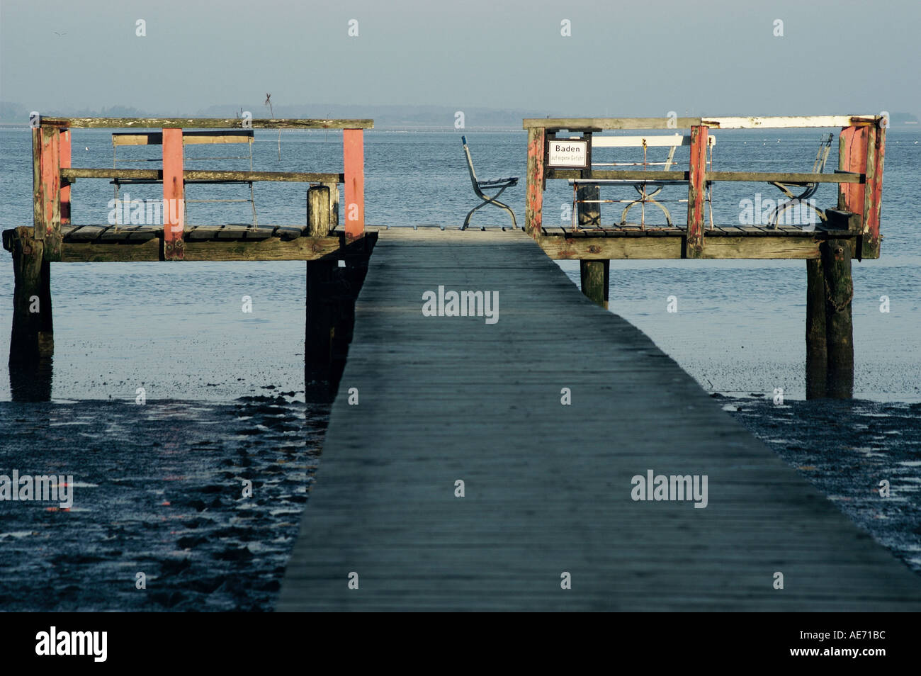 Bench on a bridge Stock Photo - Alamy