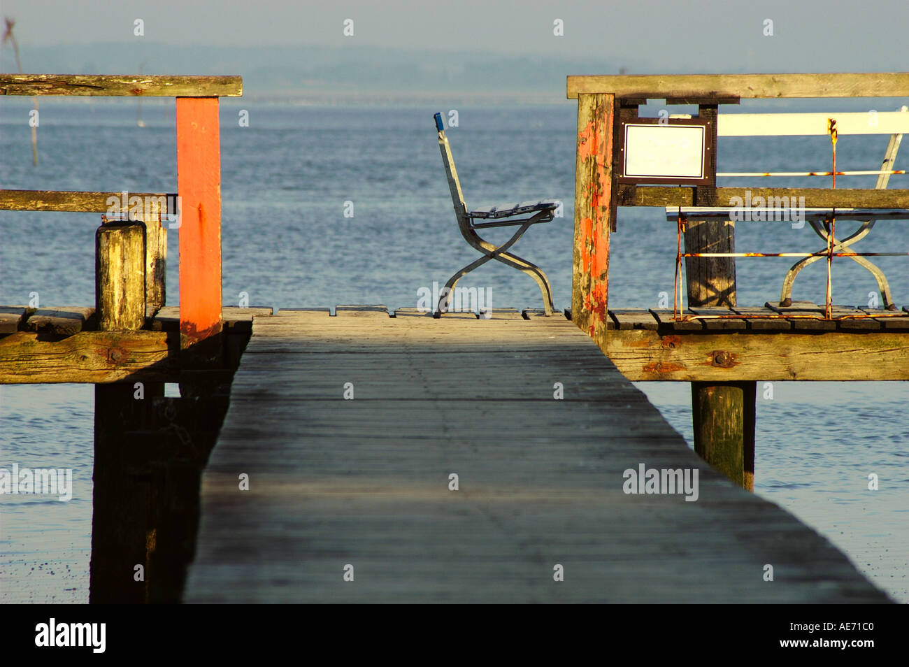 Bench on a bridge Stock Photo - Alamy
