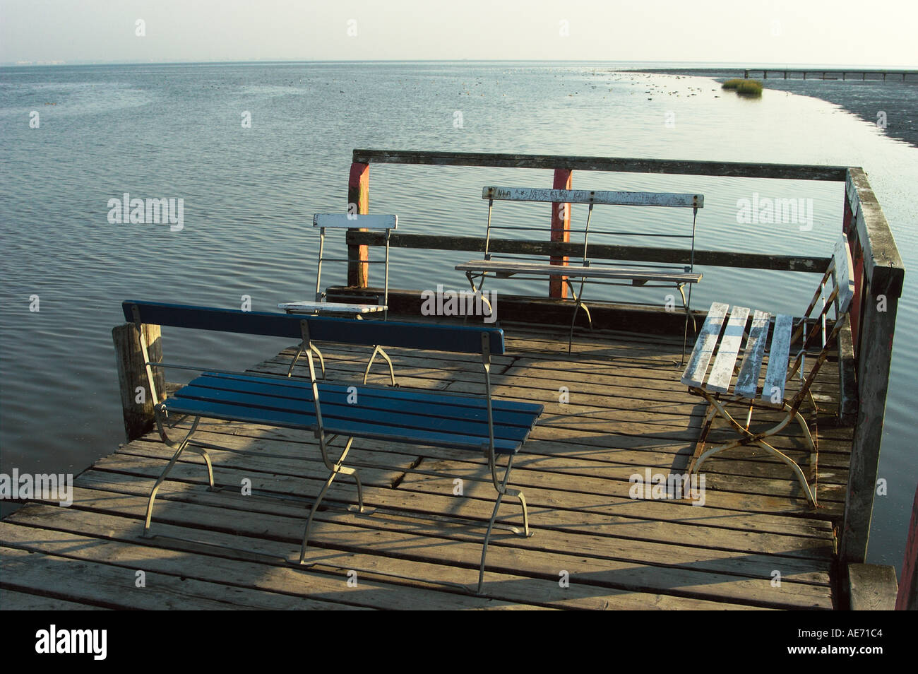 Bench on a bridge Stock Photo - Alamy