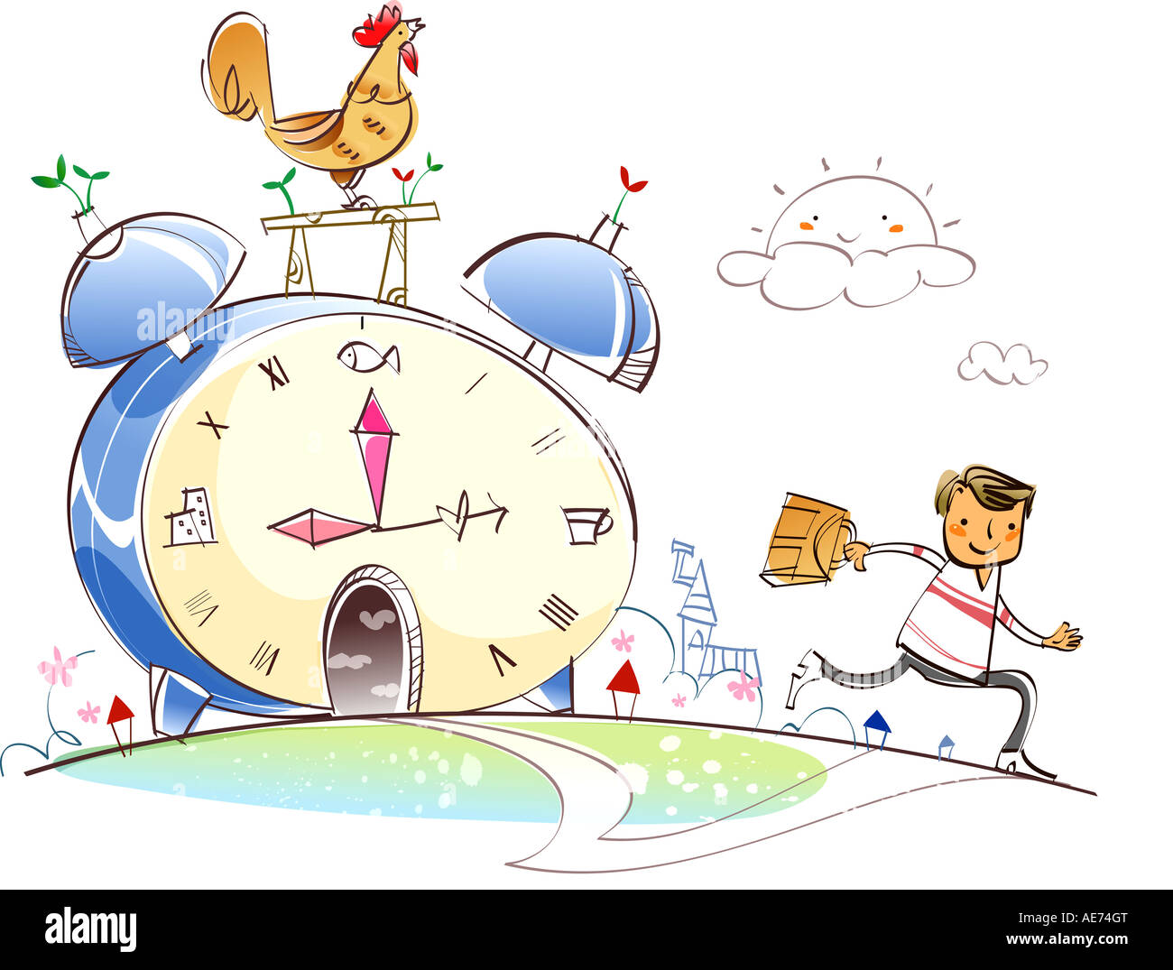 Man carrying his bag and running Stock Photo - Alamy