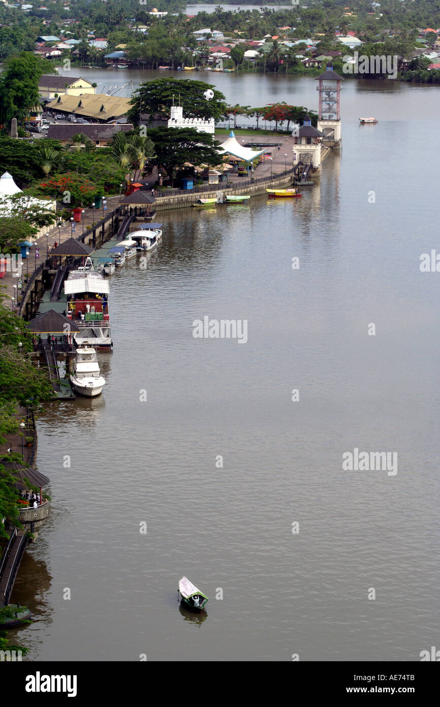 Sky Cityscape Old Kuching Buildings and the Sungai Sarawak River ...