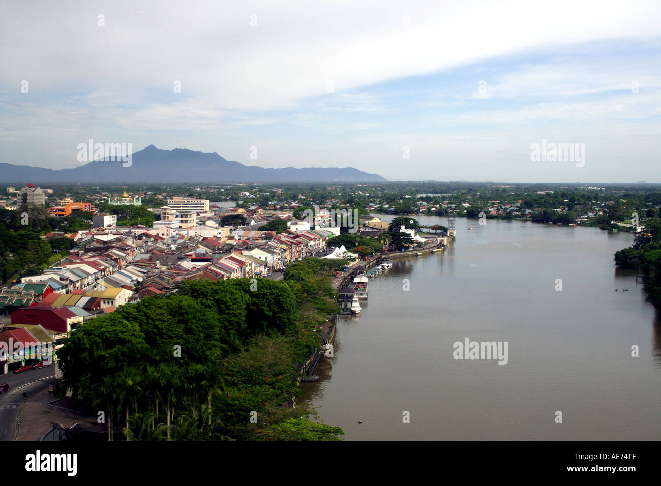 Sky Cityscape Old Kuching Buildings and the Sungai Sarawak River ...