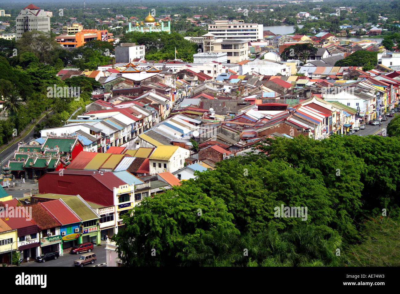Sky Cityscape of Jalan Carpenter and Old Kuching Buildings, Kuching ...