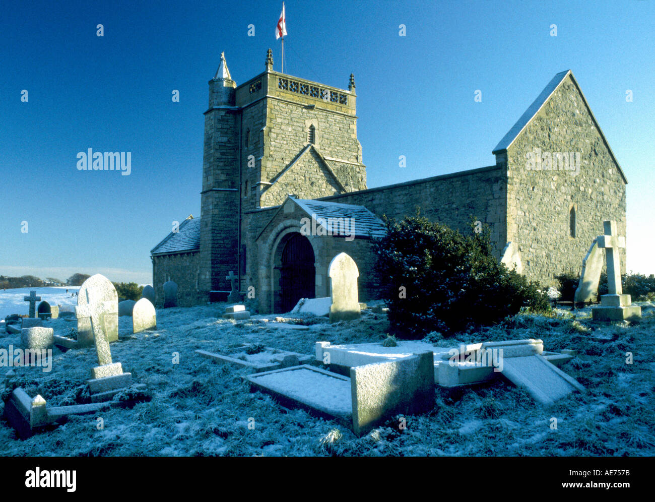 St Nicholas Church Uphill in snow and frost Stock Photo - Alamy