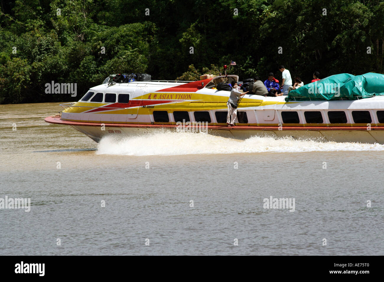 Express Longboat in the Batang Rajang Between Sibu and Kapit, Sarawak ...