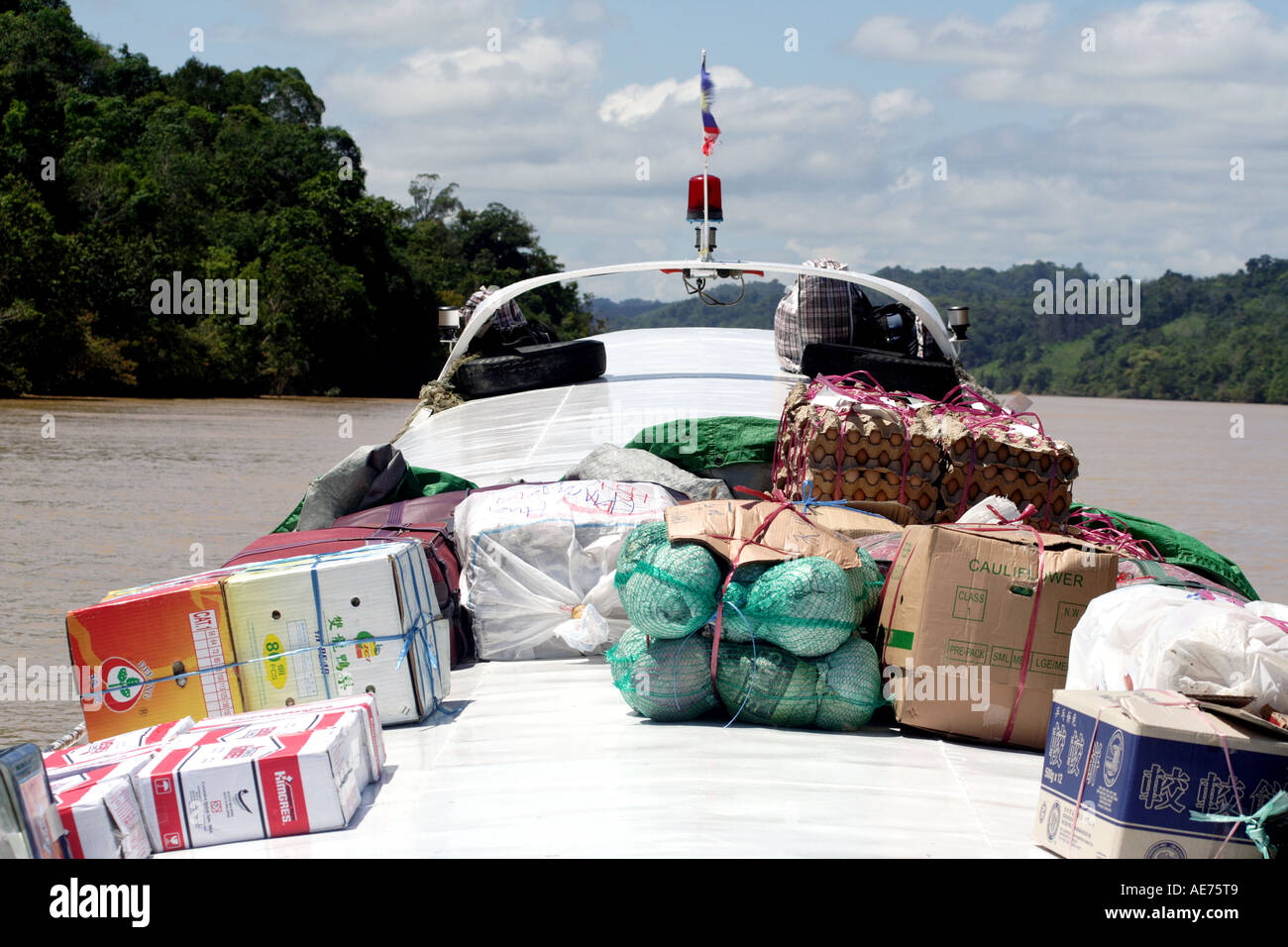 Top of an Express Longboat in the Batang Rajang Between Sibu and Kapit ...