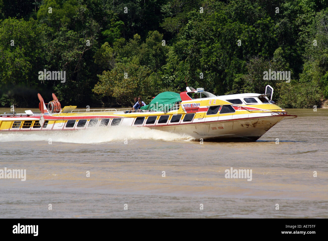 Express Longboat in the Batang Rajang Between Sibu and Kapit, Sarawak ...