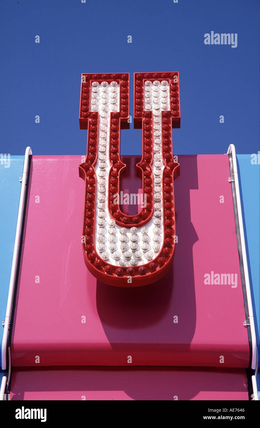 Amusement Arcade Sign with Illuminated letter U Stock Photo - Alamy