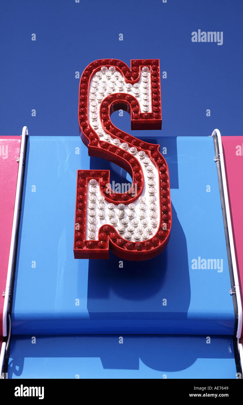 Amusement Arcade Sign with Illuminated Letter S Stock Photo - Alamy