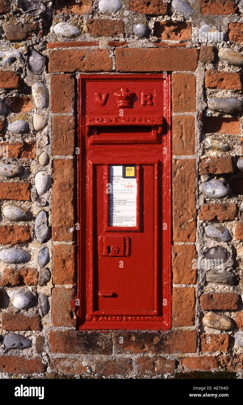 Post Box in Old Stone Wall Norfolk UK Stock Photo - Alamy