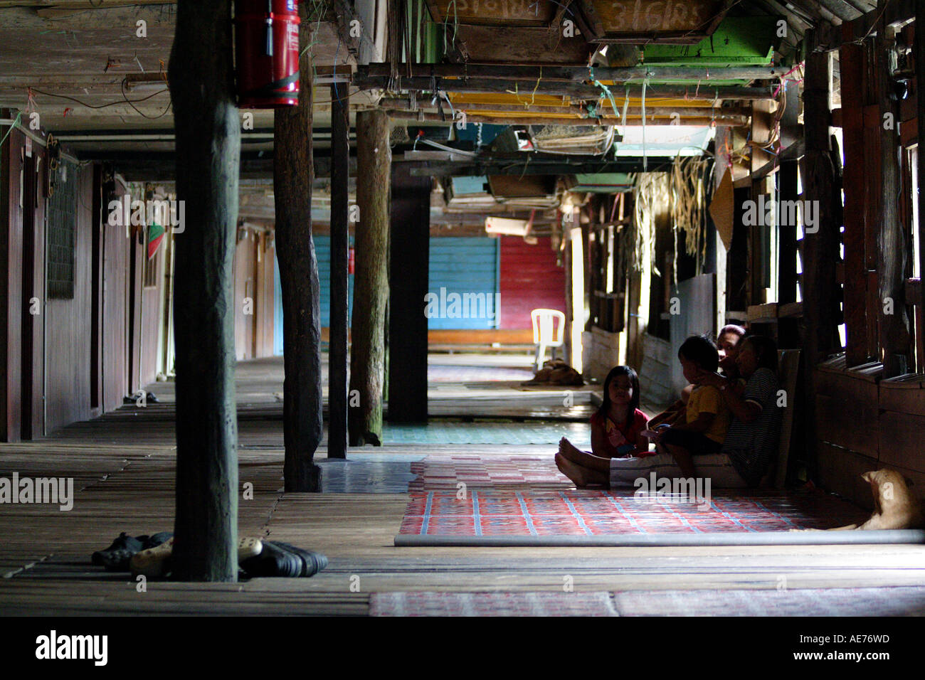 Ruai or Open Shared Area at Rumah Bundong, a Traditional Iban Longhouse ...