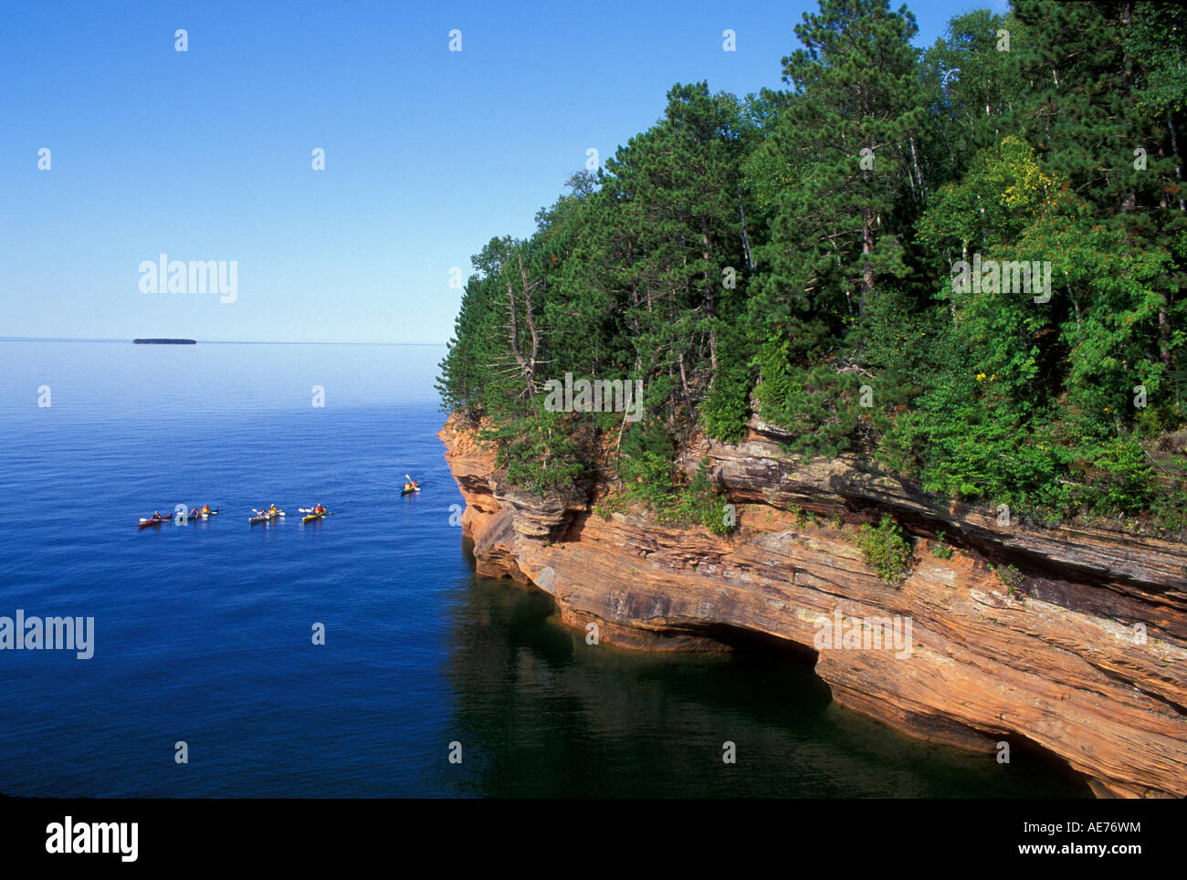 Kayakers Apostle Islands National Lake shore, Lake Superior Wisconsin ...