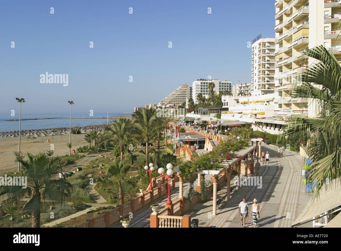 Benalmadena Costa Costa del Sol Spain Paseo Maritimo sea side promenade ...