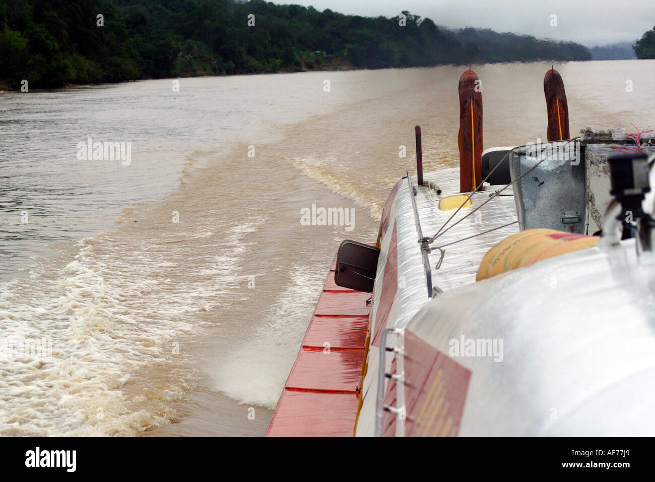 Top of an Express Longboat in the Batang Rajang Between Sibu and Kapit ...
