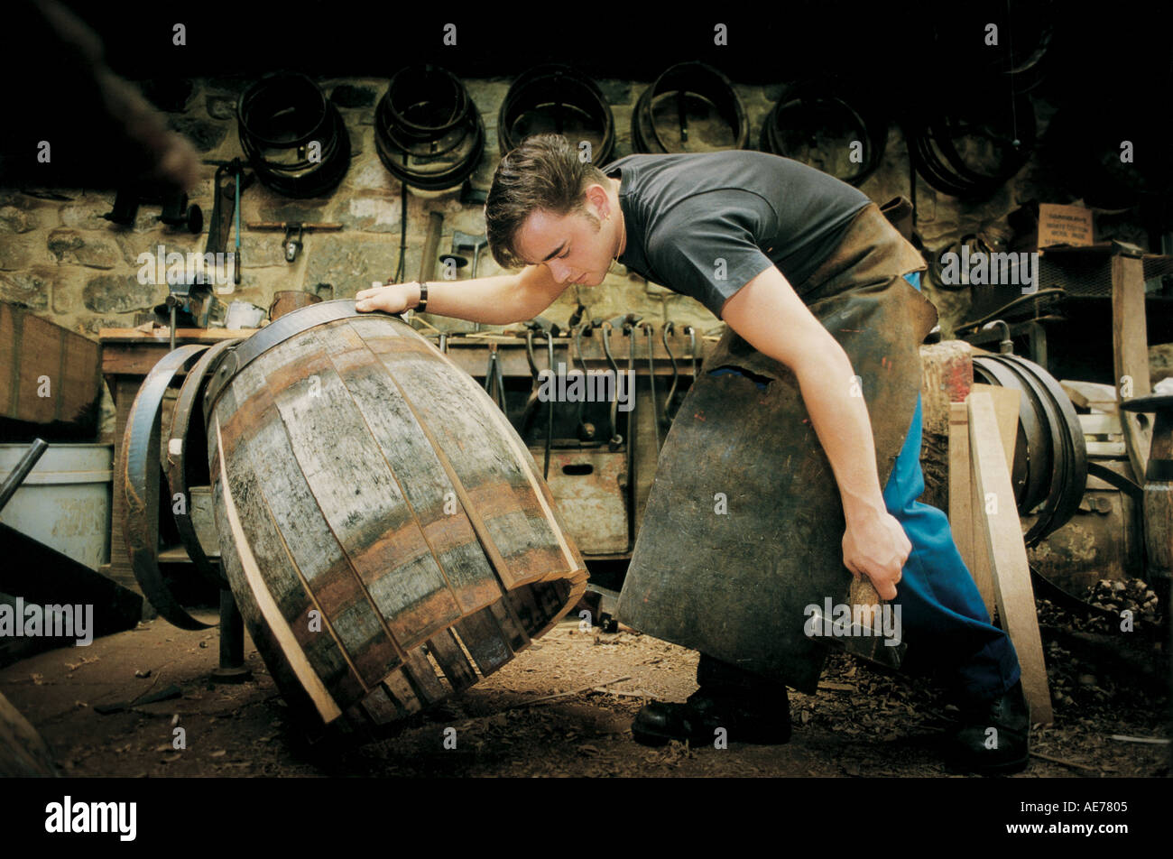 Making wooden beer casks the traditional way at the Theakston brewery ...