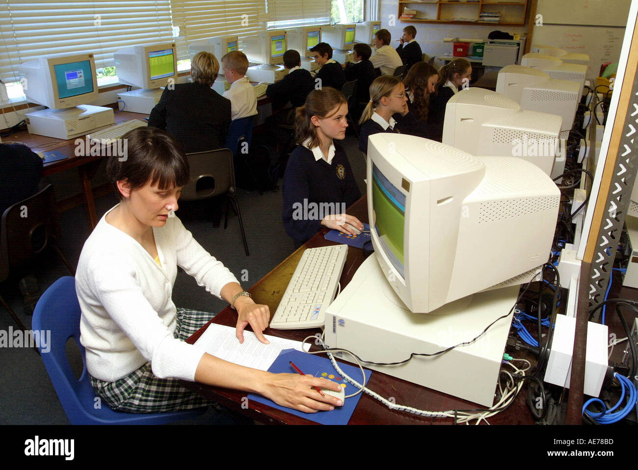 Secondary school children in computer room Stock Photo - Alamy