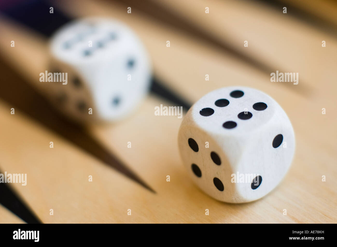 ancient game backgammon white wooden throwing dices Stock Photo - Alamy