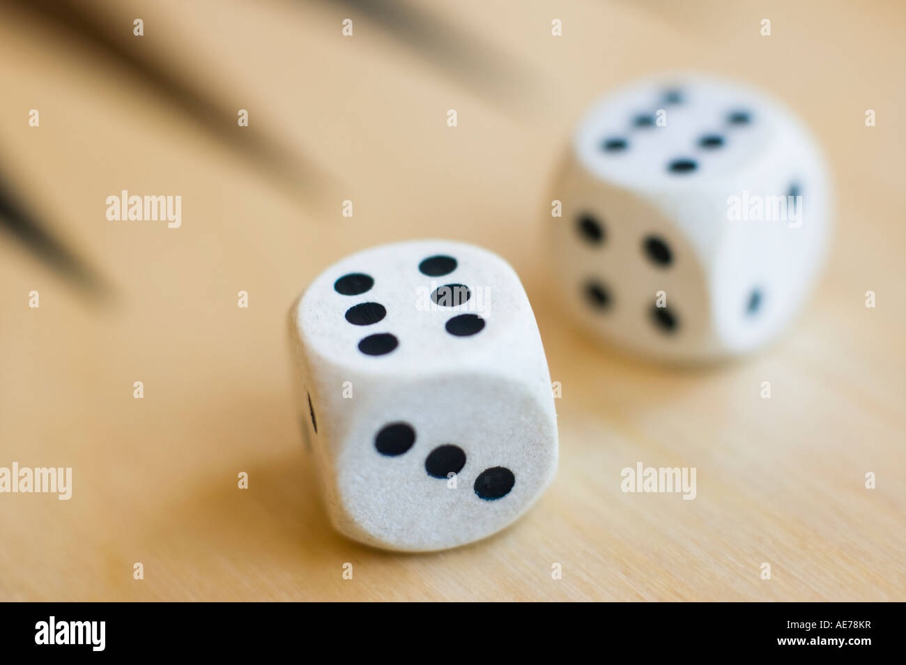 ancient game backgammon white wooden throwing dices Stock Photo - Alamy
