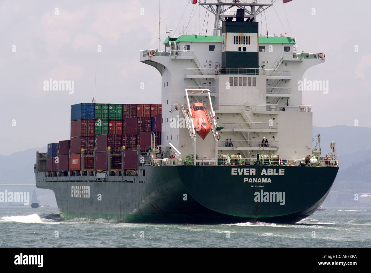 Cargo Ship Loaded With Shipping Containers, Victoria Harbour, Hong Kong ...