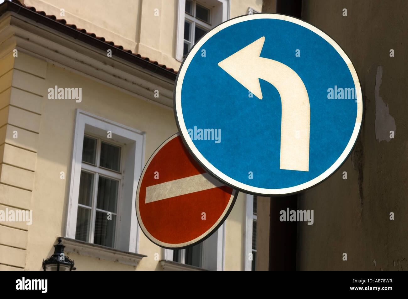 street signs one way and no entry Stock Photo - Alamy