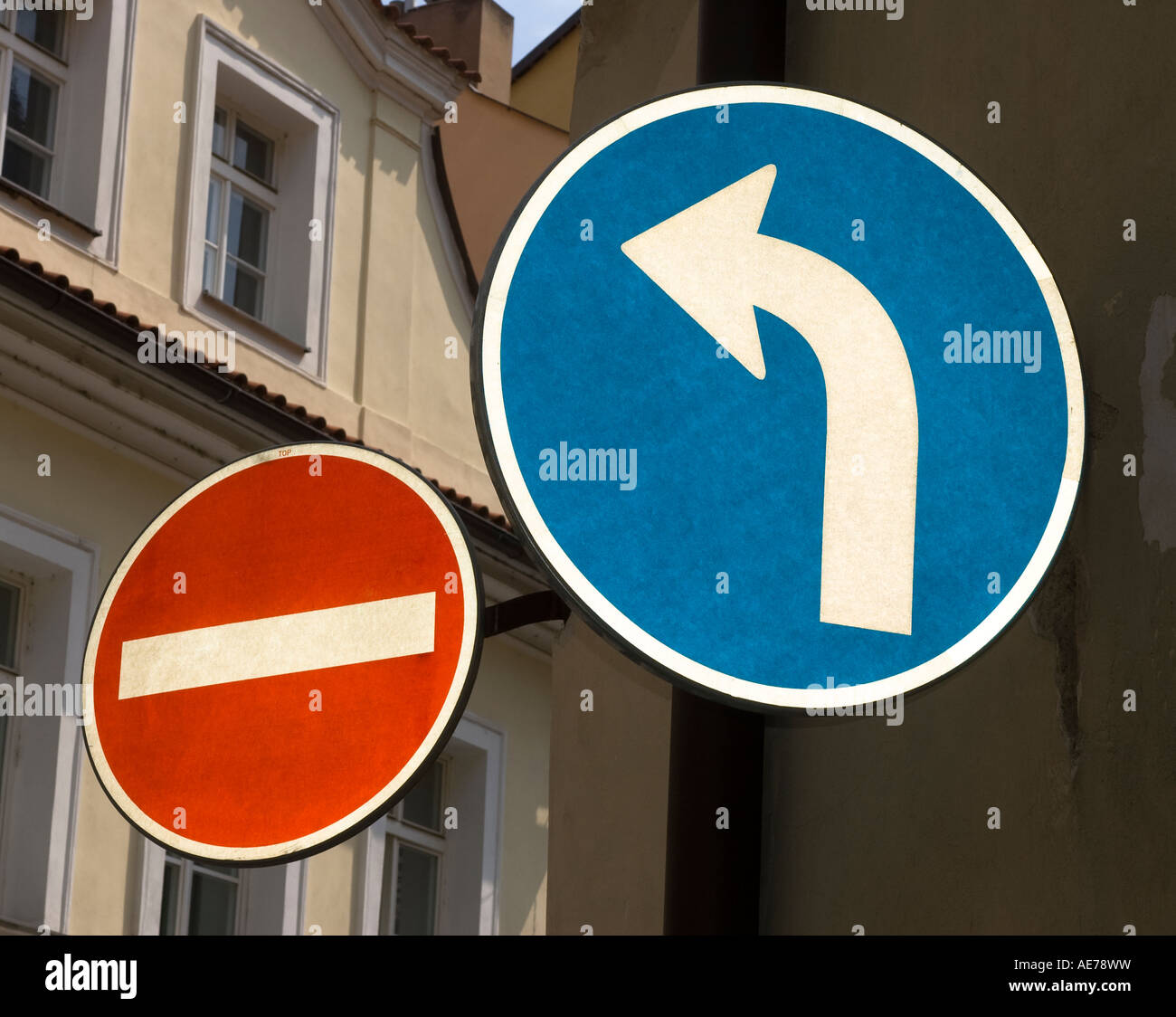 street signs one way and no entry Stock Photo - Alamy